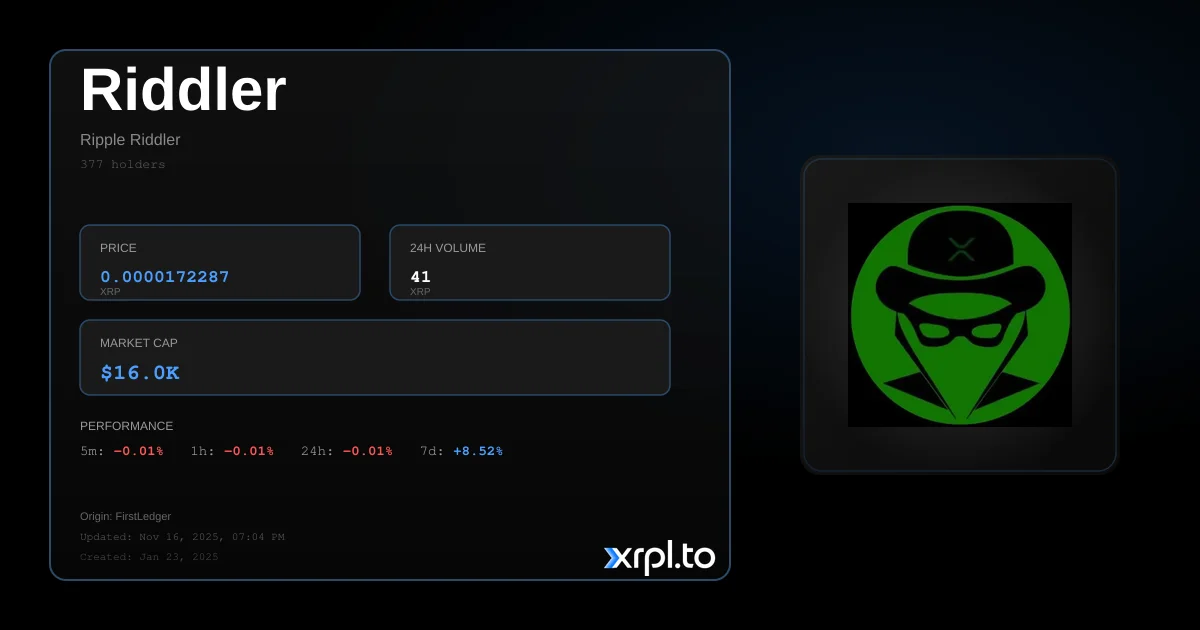 Riddler: 0.0000168803 XRP +0.00%